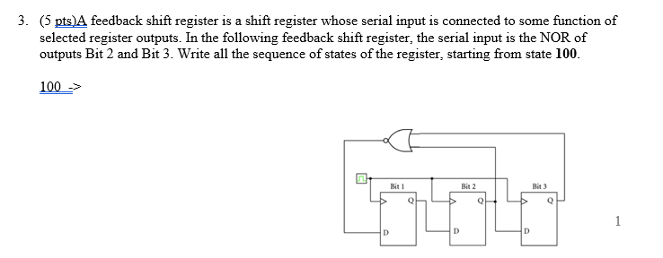 Solved 3. (5 pts. A feedback shift register is a shift | Chegg.com