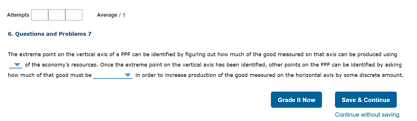 Solved The extreme point on the vertical axis of a PPF can | Chegg.com