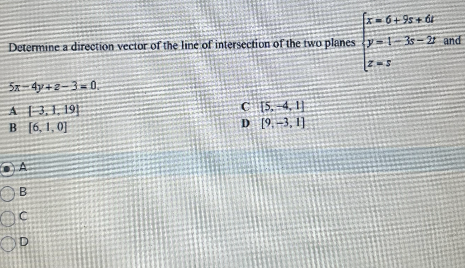 Solved Determine a direction vector of the line of | Chegg.com
