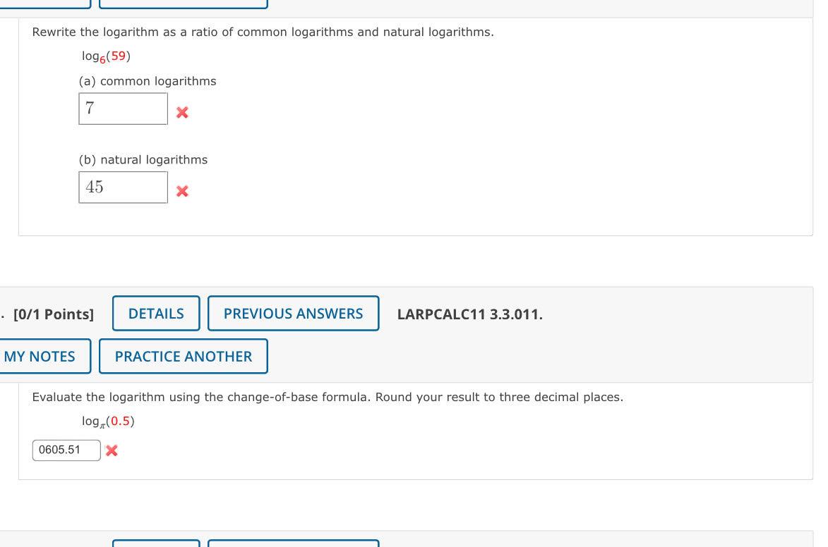 Solved Rewrite the logarithm as a ratio of common logarithms | Chegg.com