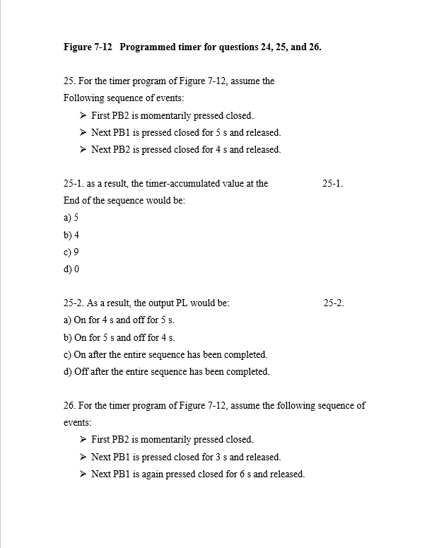 Solved Figure 7-12 Programmed timer for questions 24,25, and | Chegg.com
