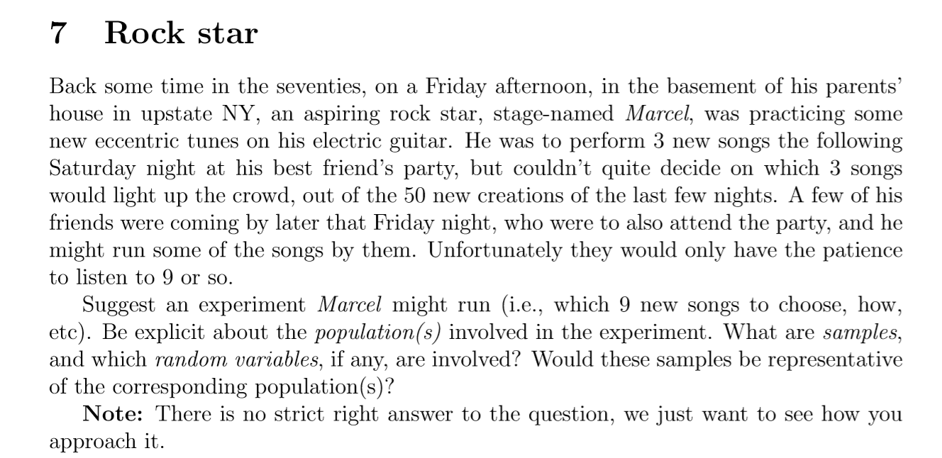 Solved 7 Rock star Back some time in the seventies, on a | Chegg.com