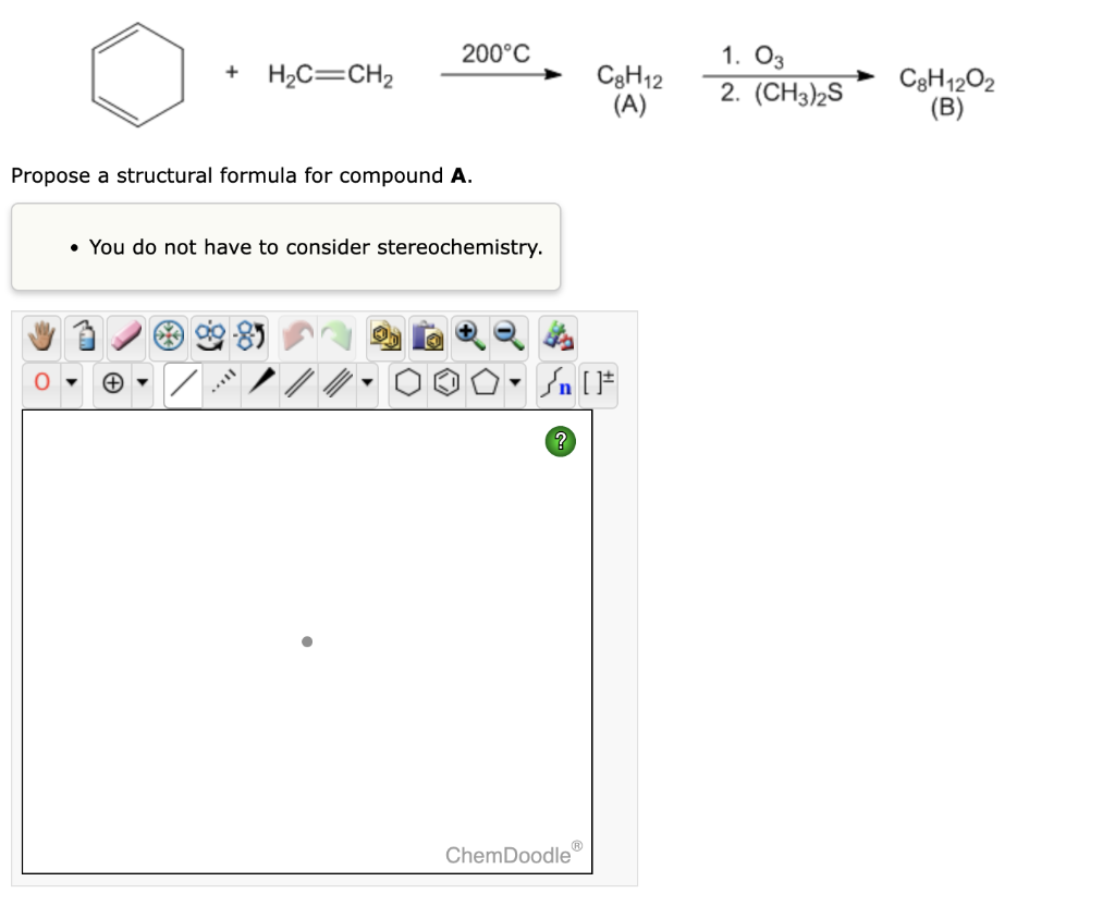 Solved (A)C8H12 2. (CH3)2 S 1. O3 C8H12O2 (B) Propose a | Chegg.com