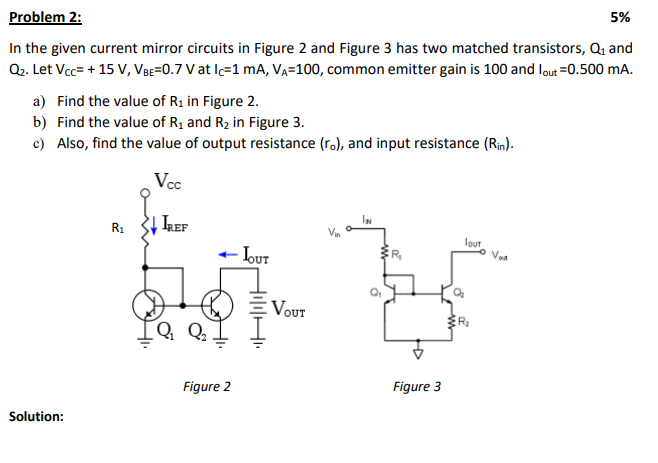 Solved Problem 2: 5% In the given current mirror circuits in | Chegg.com
