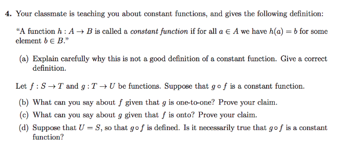 Solved 4. Your classmate is teaching you about constant | Chegg.com