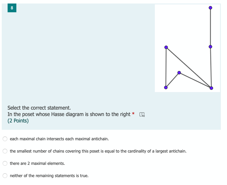 Solved CO 8 Select the correct statement. In the poset whose | Chegg.com