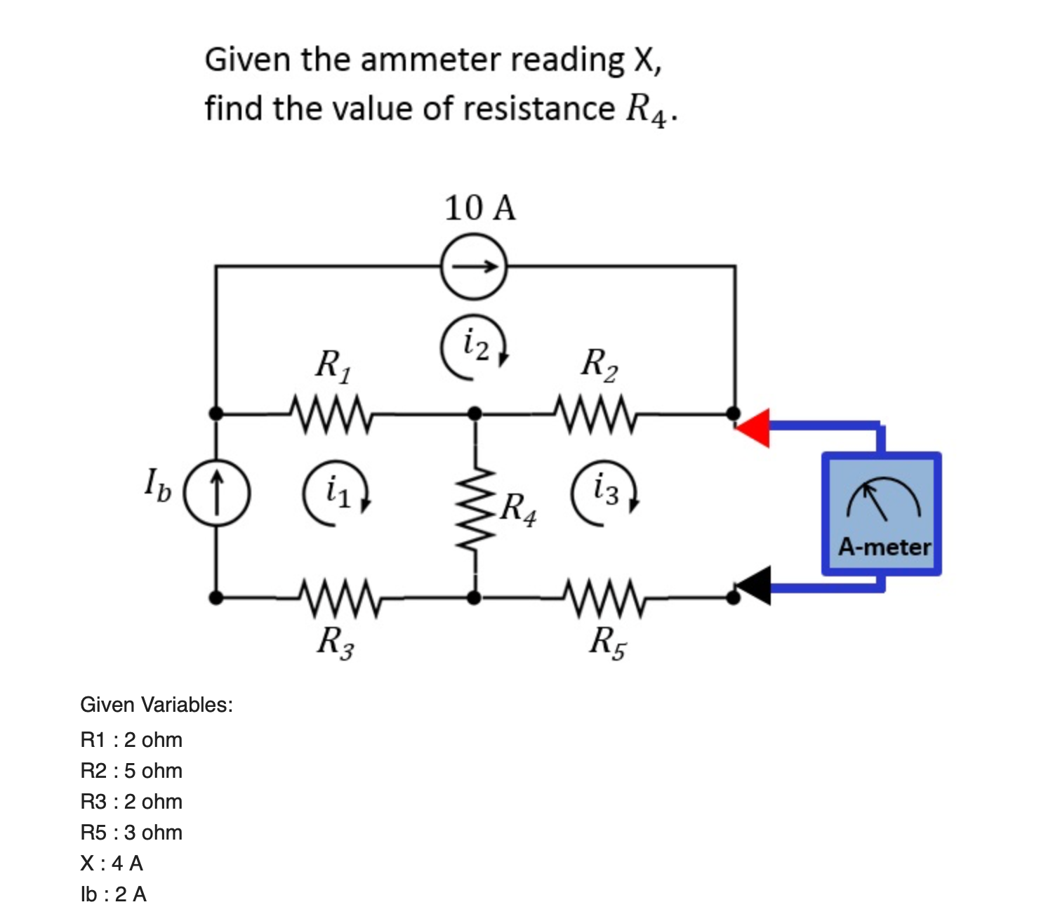 Solved Given the ammeter reading X, find the value of | Chegg.com