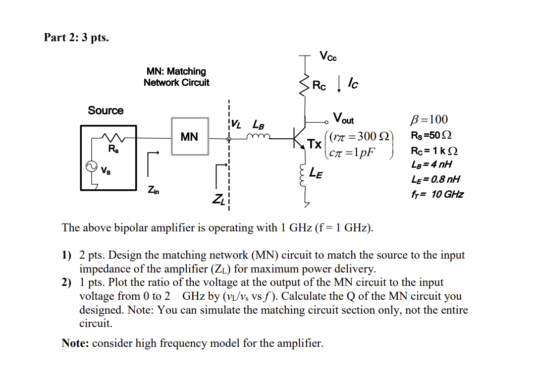 1) Design the matching network (MN) circuit to match | Chegg.com