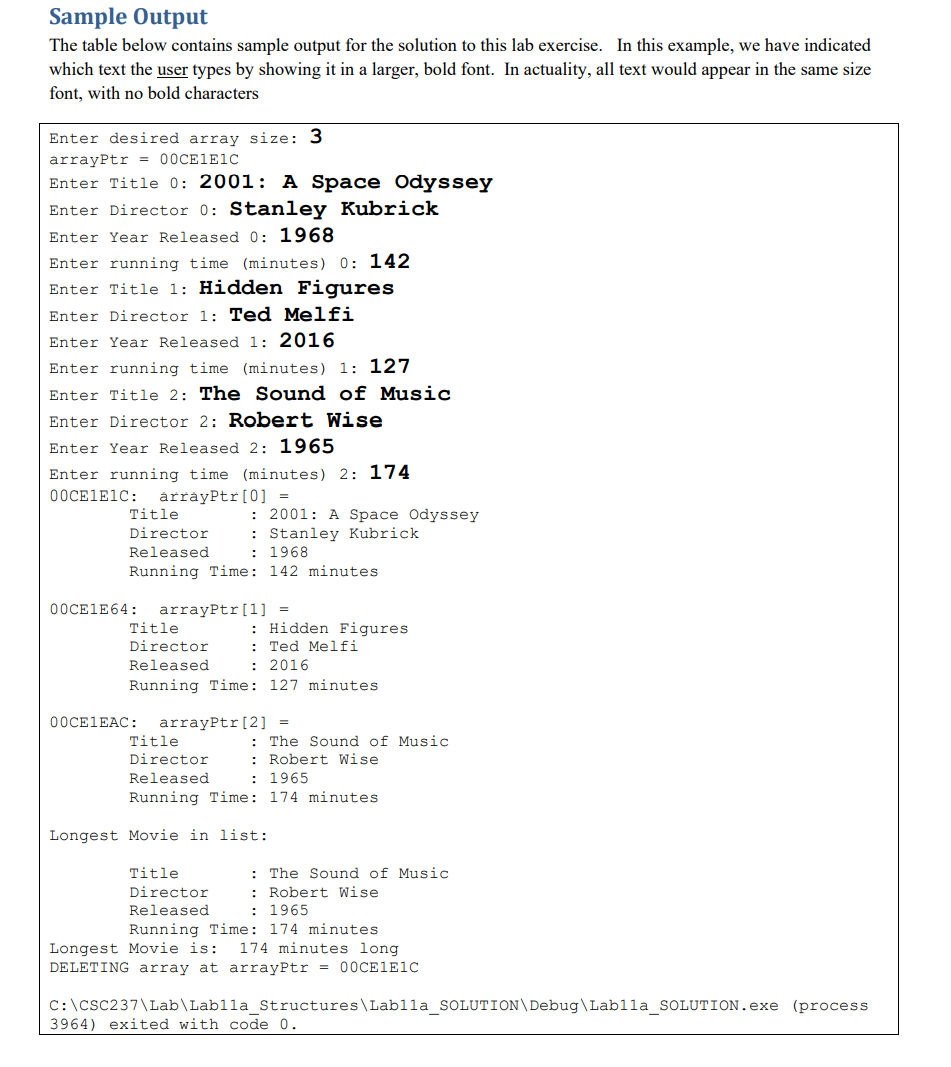 Solved Programming Exercise 1. Define a struct named | Chegg.com
