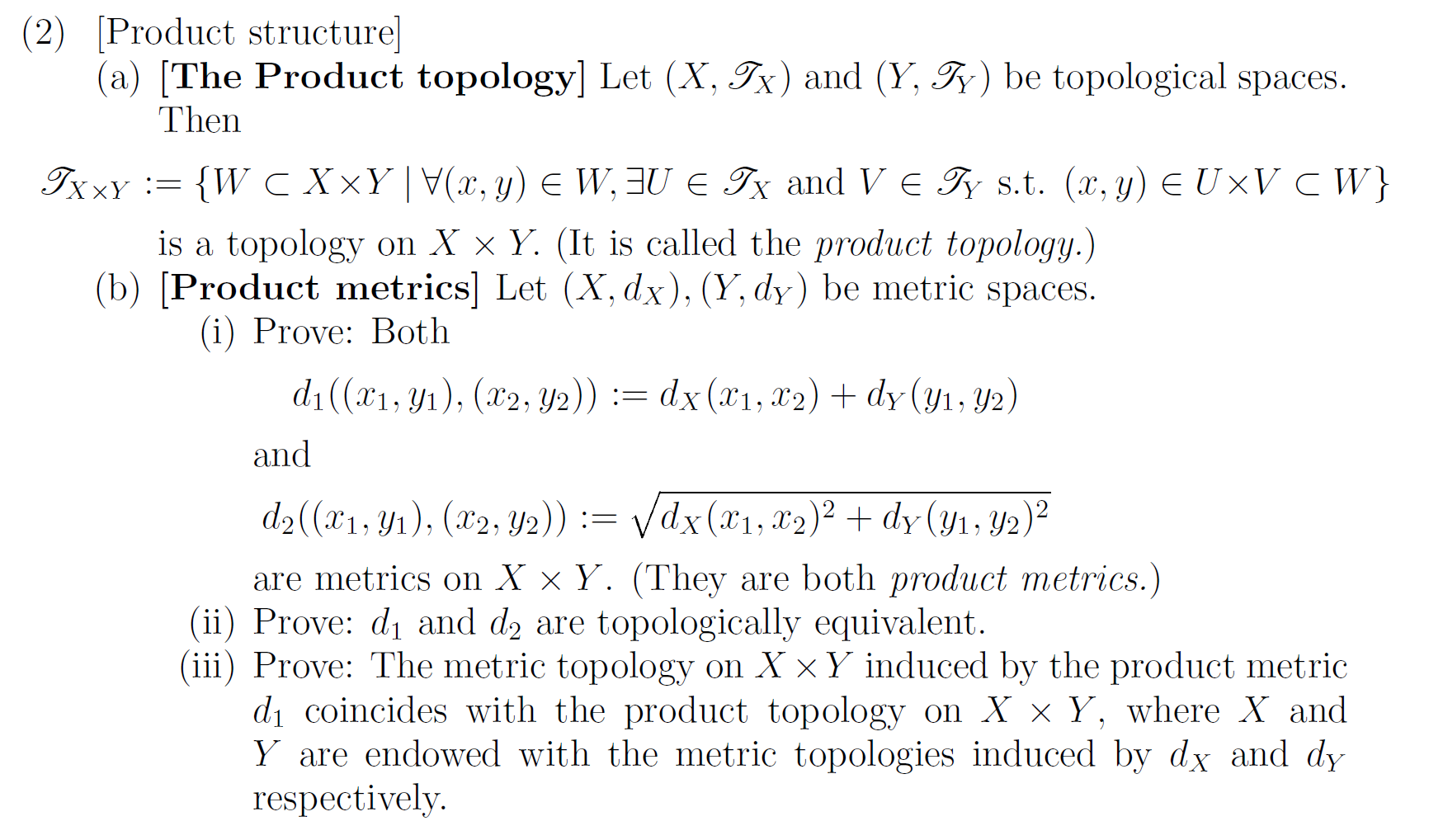 Solved := (2) [Product structure (a) (The Product topology] | Chegg.com