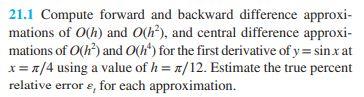 Solved 21.1 Compute forward and backward difference approxi- | Chegg.com