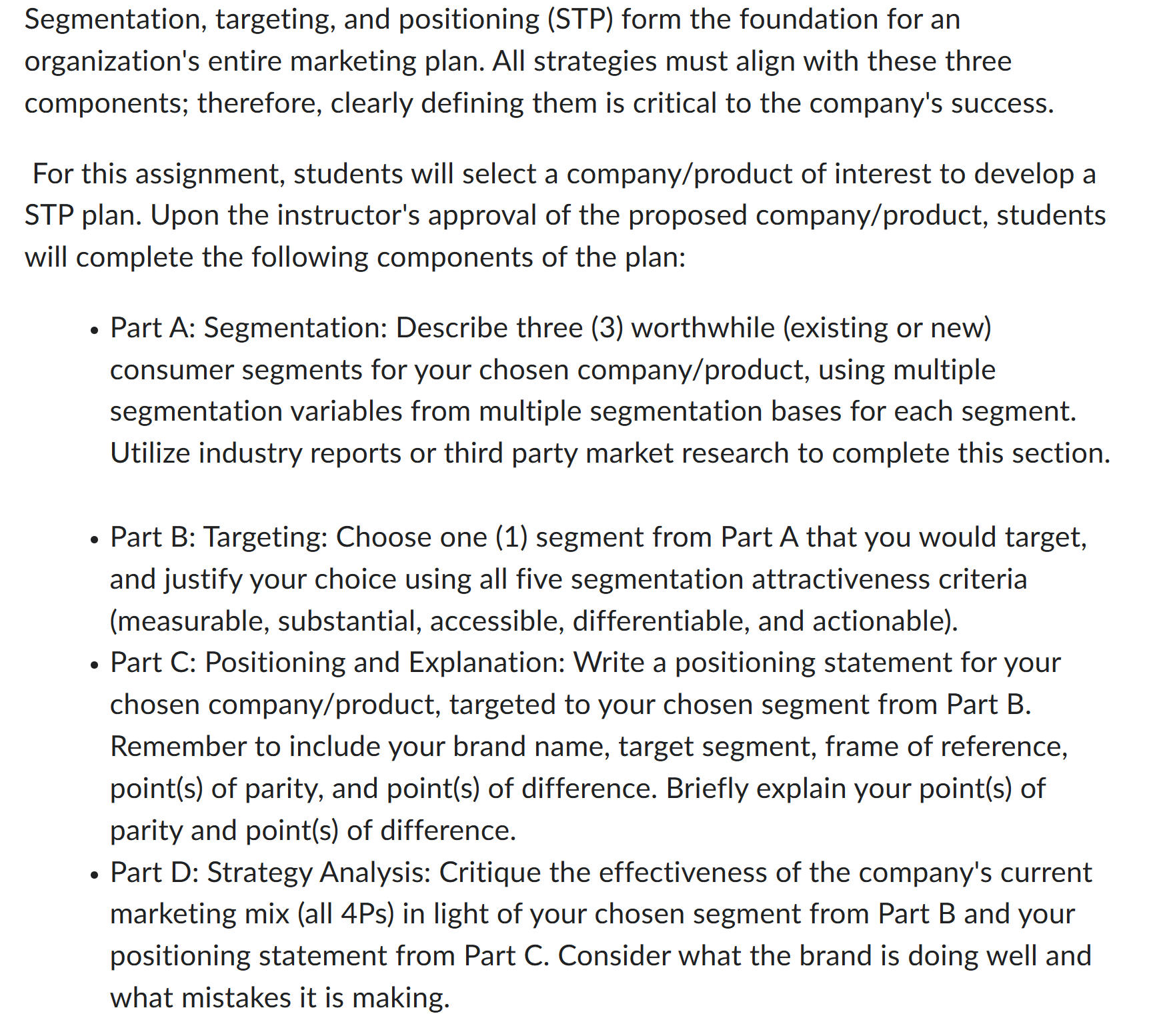 Solved Segmentation, targeting, and positioning (STP) ﻿form | Chegg.com