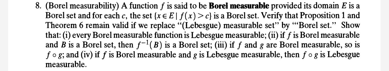 Solved 8. (Borel measurability) A function f is said to be | Chegg.com