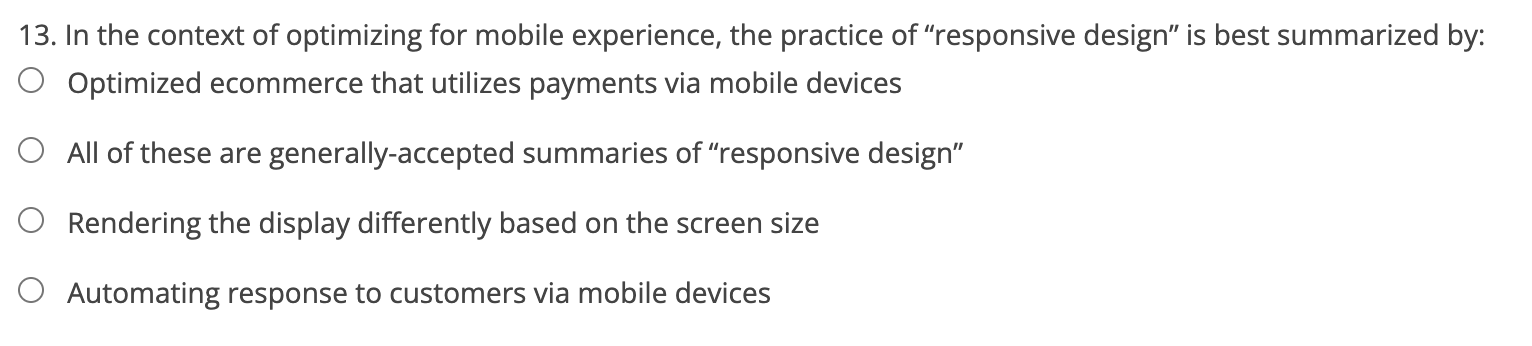 Solved 13. In the context of optimizing for mobile | Chegg.com
