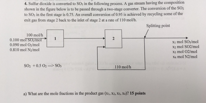 Solved 4. Sulfur dioxide is converted to SO3 in the | Chegg.com