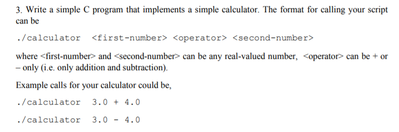Solved 3. Write a simple C program that implements a simple | Chegg.com