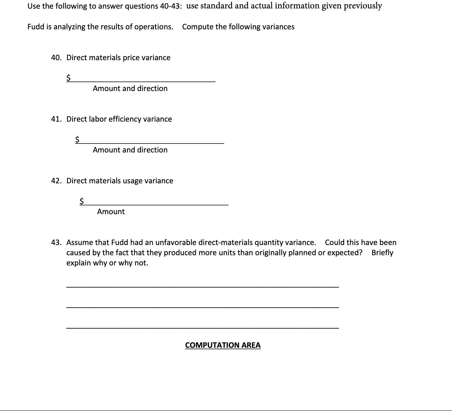 Jse the following to answer questions 40-43: use | Chegg.com