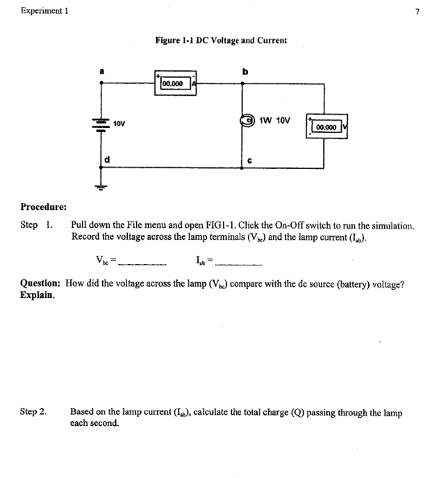Solved Experiment1 7 Figure 1-1 DC Voltage and Current | Chegg.com