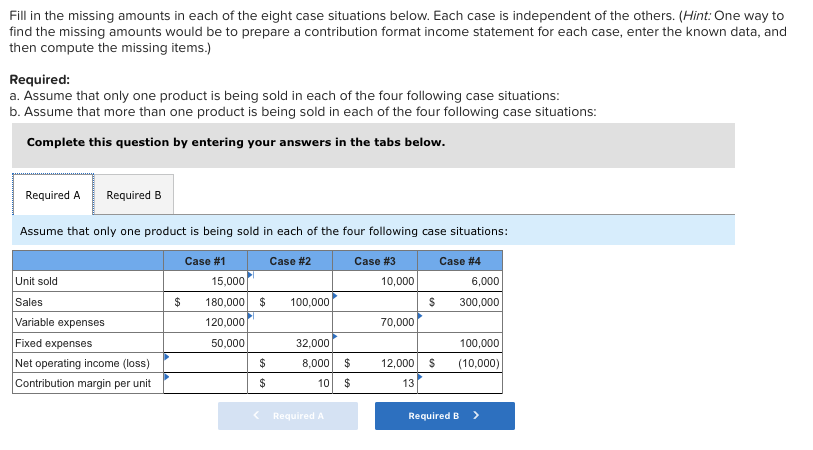 Solved Fill in the missing amounts in each of the eight case | Chegg.com