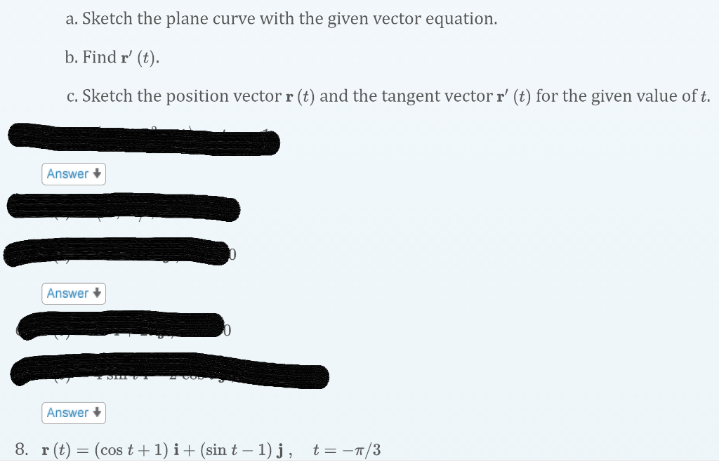 Solved a. Sketch the plane curve with the given vector | Chegg.com