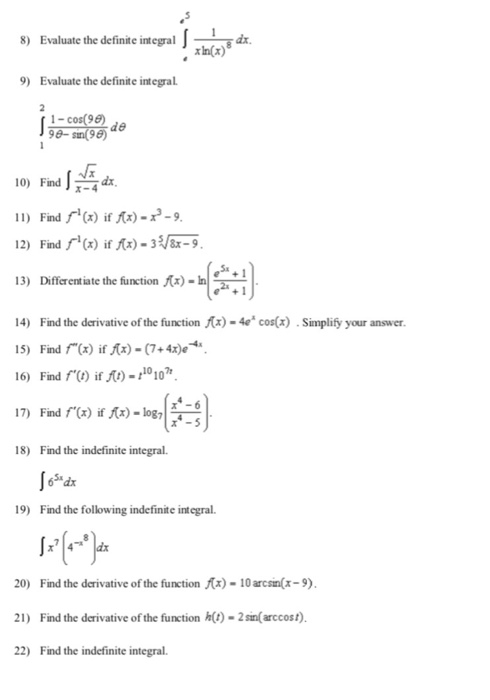 Solved Evaluate the definite integral integral^e^5_e 1/x ln | Chegg.com Solved Evaluate the definite integral integral^e^5_e 1/x ln | Chegg.com