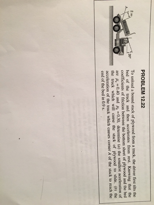 Solved PROBLEM 12.22 To unload a bound stack of plywood from | Chegg.com