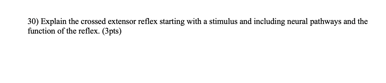 Solved 30) Explain the crossed extensor reflex starting with | Chegg.com
