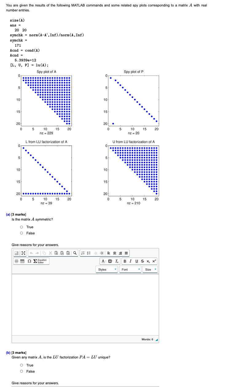 Solved You are given the results of the following MATLAB | Chegg.com