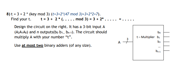 Solved 8) t = 3 + 2 * (key mod 3) (t=3+2*(47 mod | Chegg.com