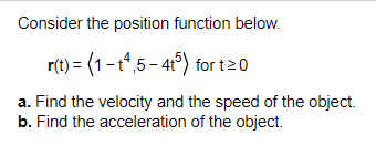 Solved Consider the position function below. | Chegg.com