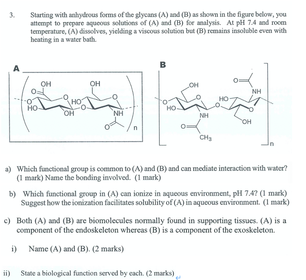 3. Starting with anhydrous forms of the glycans (A) | Chegg.com
