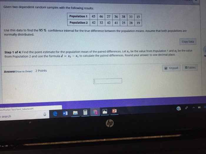 Solved Given two dependent random samples with the following | Chegg.com