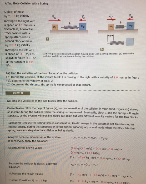 Solved A Two-Body Collision with a Spring A block of mass m | Chegg.com