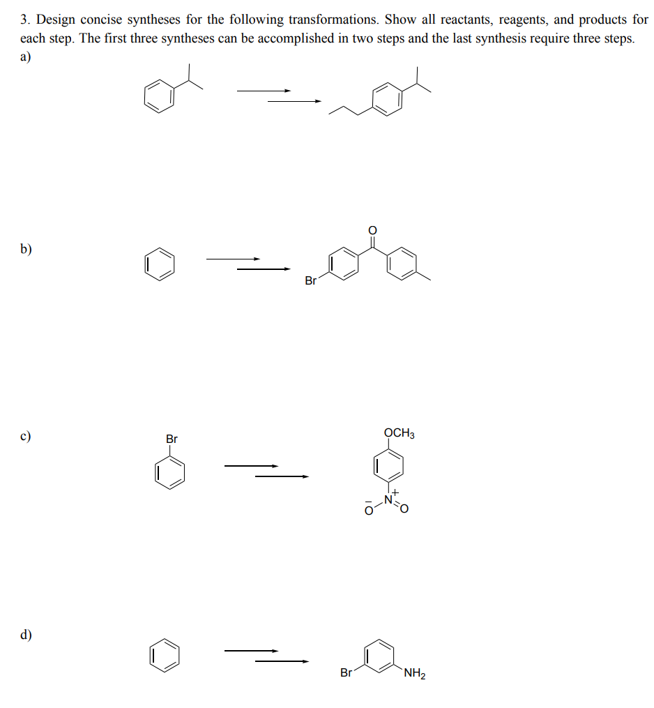 Solved 3. Design concise syntheses for the following | Chegg.com