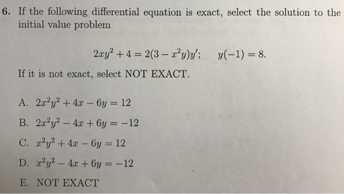 Solved hich of the following initial value problems is | Chegg.com