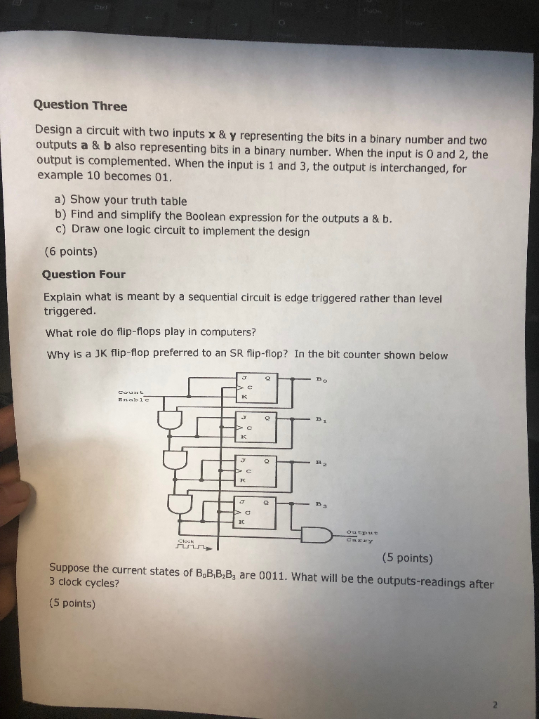 Question Three Design A Circuit With Two Inputs Xand Y 