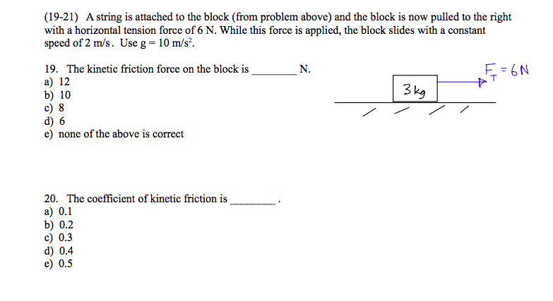 Solved (19-21) A string is attached to the block (from | Chegg.com