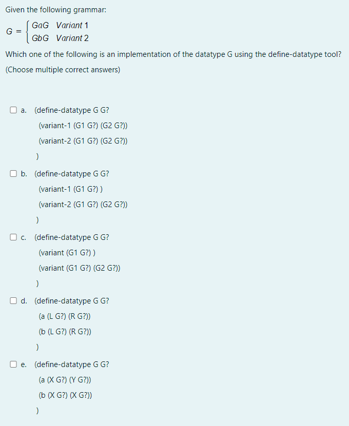 Solved Given the following grammar: G={GaGGbG Variant 1 | Chegg.com