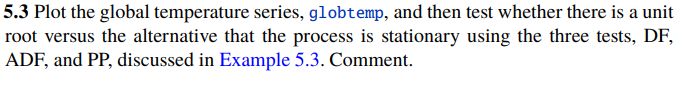 5.3 Plot the global temperature series, globtemp, and | Chegg.com