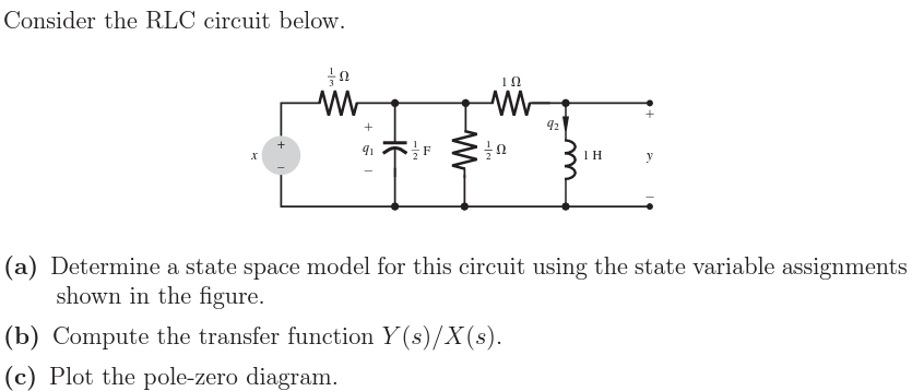 Solved Consider the RLC circuit below. (a) Determine a state | Chegg.com