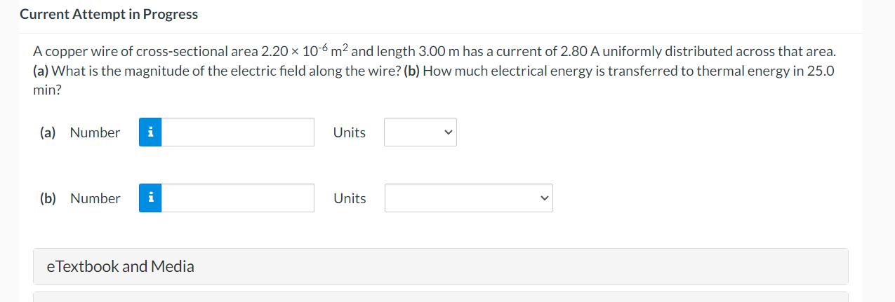 Solved A copper wire of cross-sectional area 2.20×10−6 m2 | Chegg.com