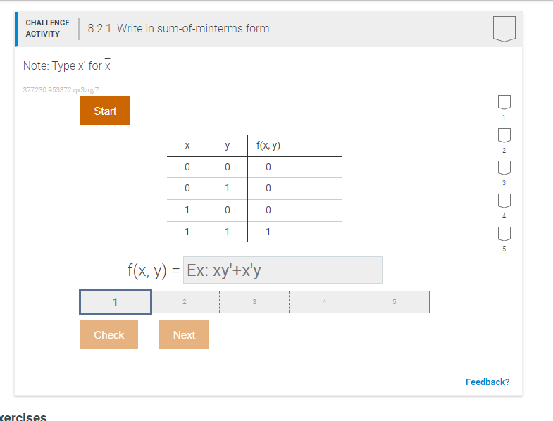 Solved CHALLENGE ACTIVITY 8.2.1: Write in sum-of-minterms | Chegg.com