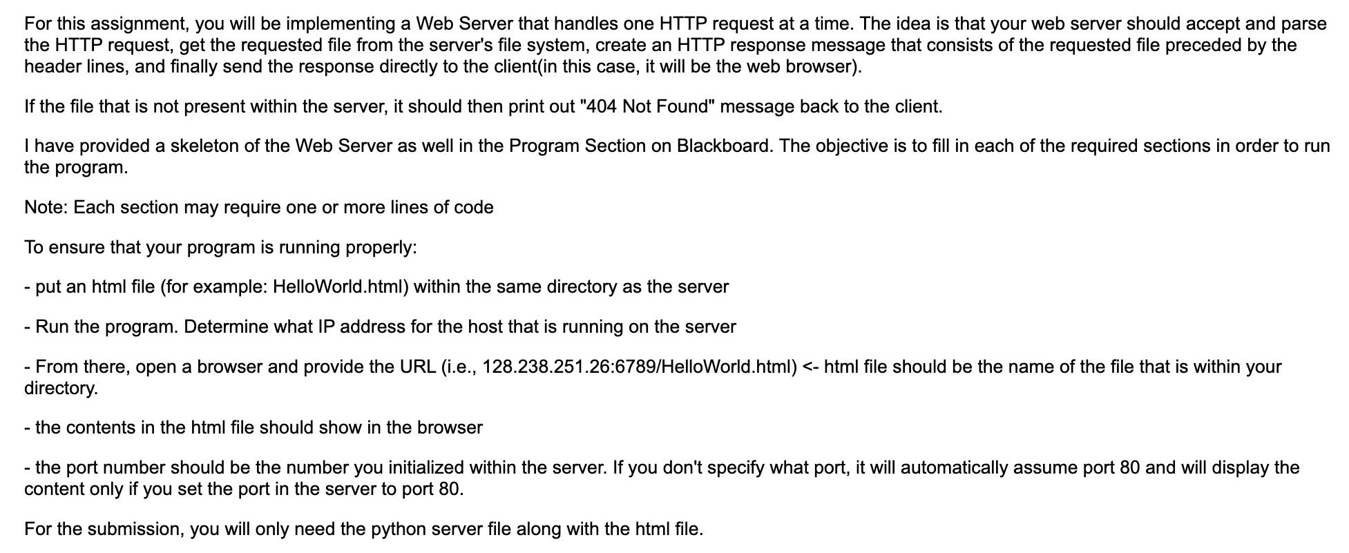 Solved For this assignment, you will be implementing a Web | Chegg.com