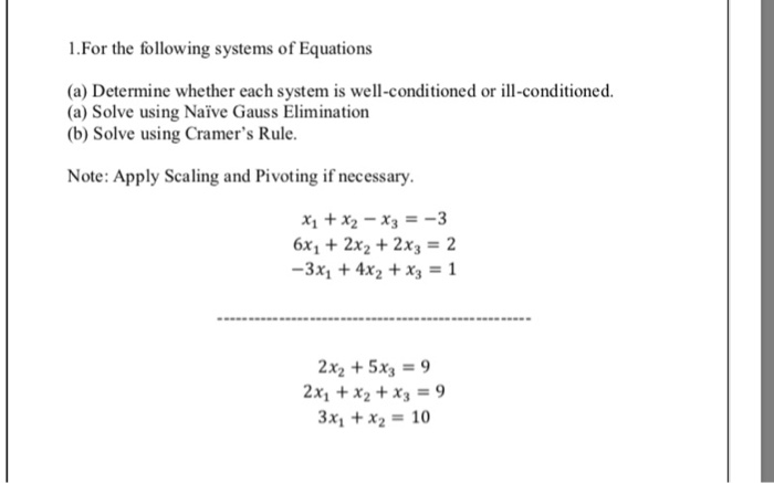 Solved 1.For the following systems of Equations (a) | Chegg.com