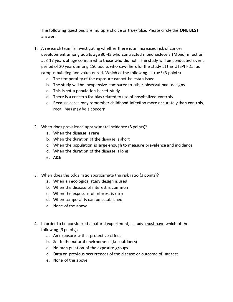 Solved The following questions are multiple choice or | Chegg.com