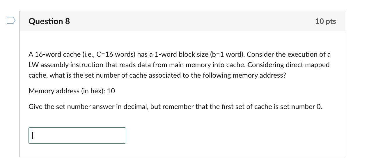 Solved A 16-word cache (i.e., C=16 words) has a 1-word block | Chegg.com Solved A 16-word cache (i.e., C=16 words) has a 1-word block | Chegg.com