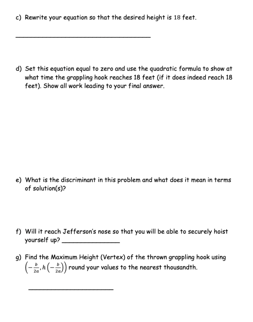 Solved Climbing Mount Rushmore MATH 1110 Quadratic | Chegg.com