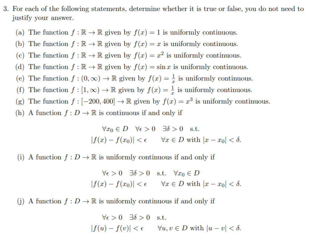 Solved 3. For each of the following statements, determine | Chegg.com