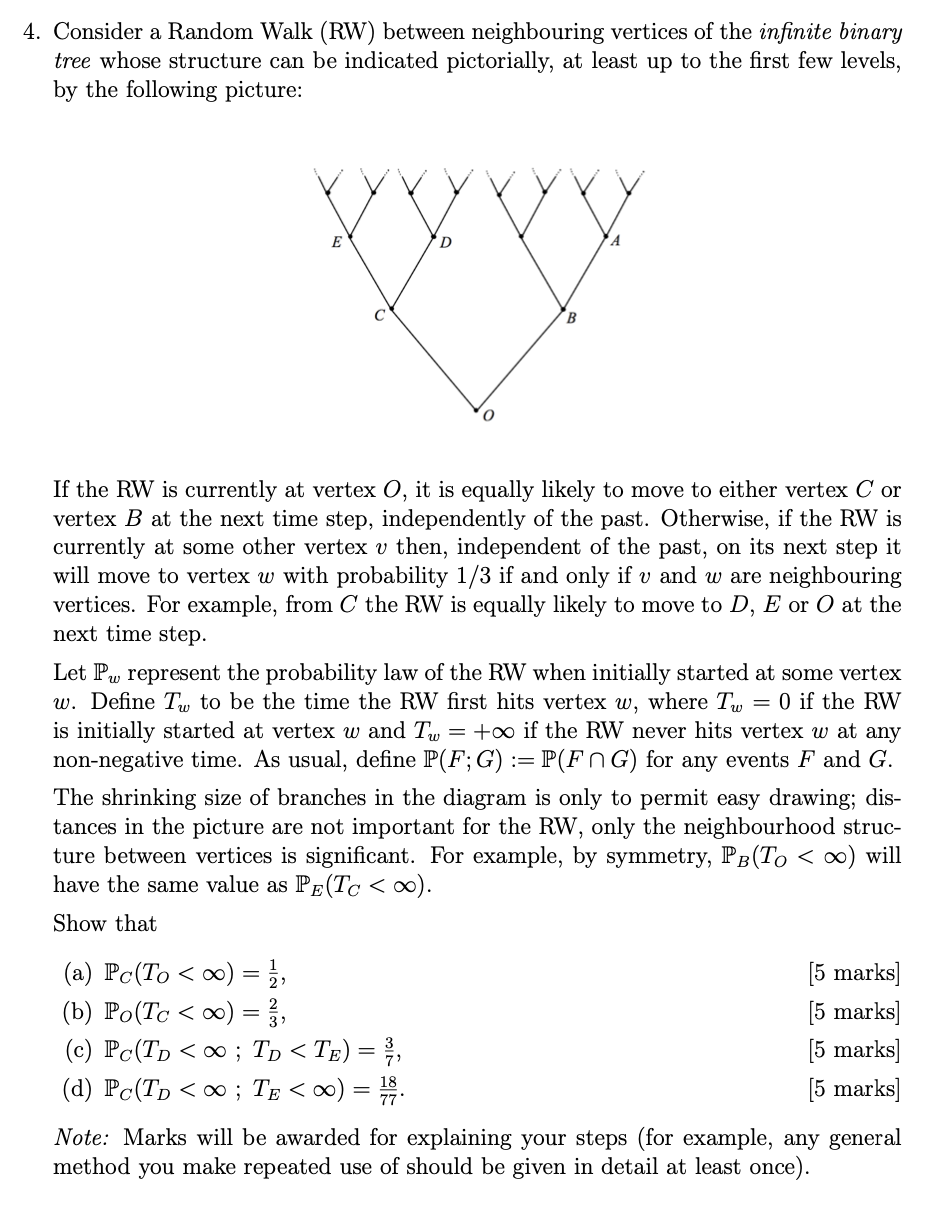 Solved 4. Consider a Random Walk (RW) between neighbouring | Chegg.com