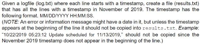 Given a logfile (log.txt) where each line starts with | Chegg.com